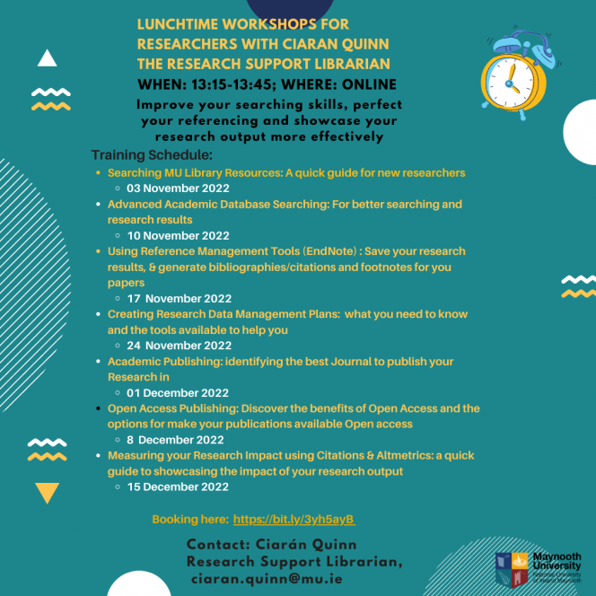 Lunchtime Workshops for Researchers | Maynooth University