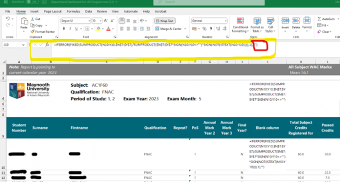 Departmental Review of module results | Maynooth University